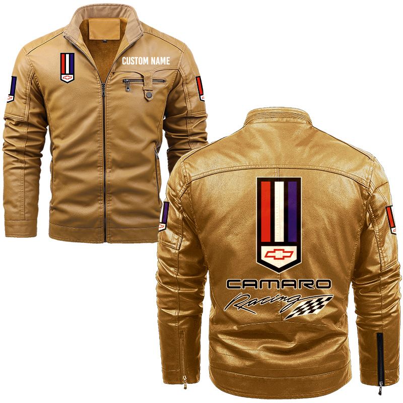 Camaro Racing Leather jackets, black and brown vintage style, customize ...