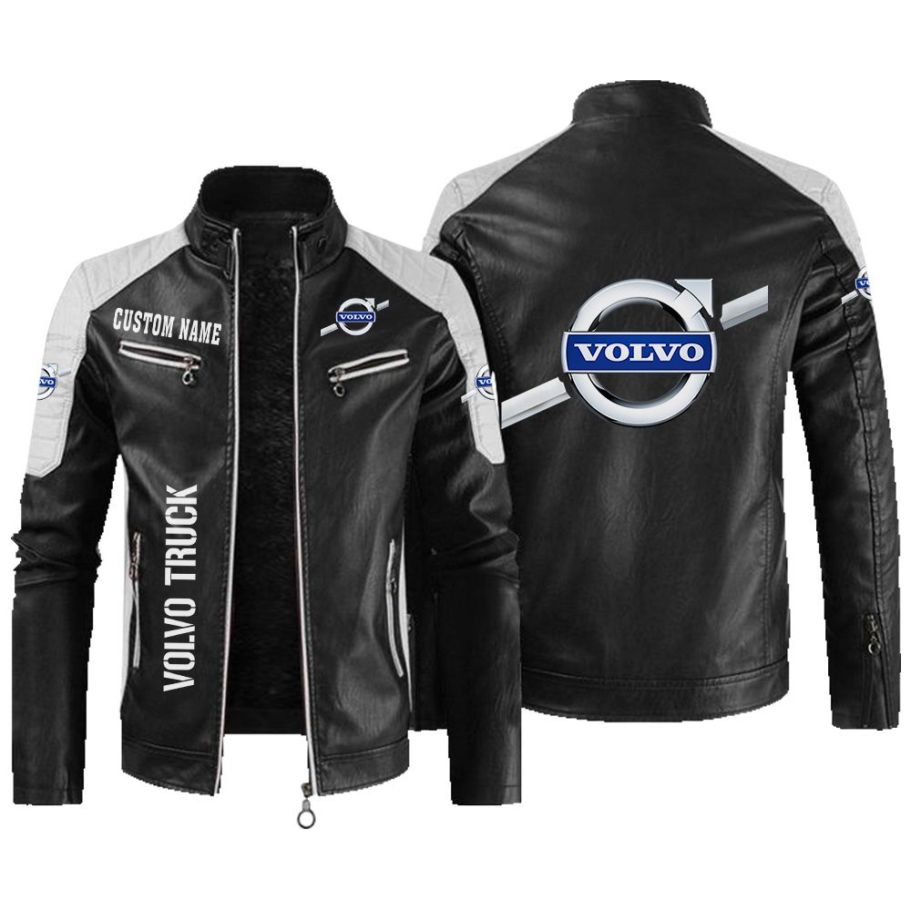Volvo Trucks Contrast Leather jacket, vintage style jacket, Customize ...