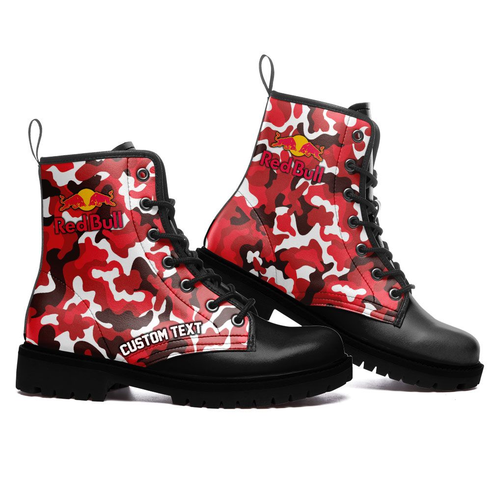 Red Bull Lace Up Leather Boots Custom Any Logo, Car Model, Or Sport ...