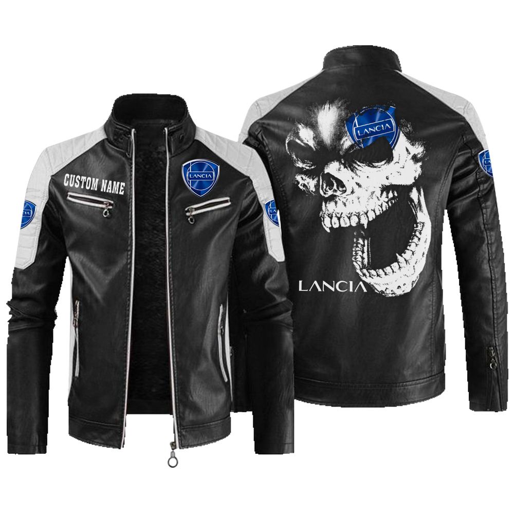 Lancia Contrast Leather jacket, vintage style jacket, Customize name ...